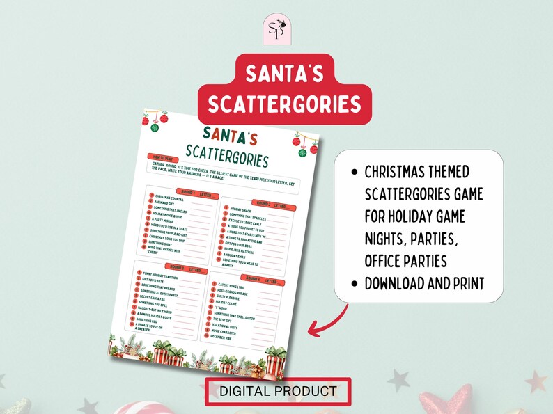 Christmas Scattergories Game | Winter Party Activity for Adults ...