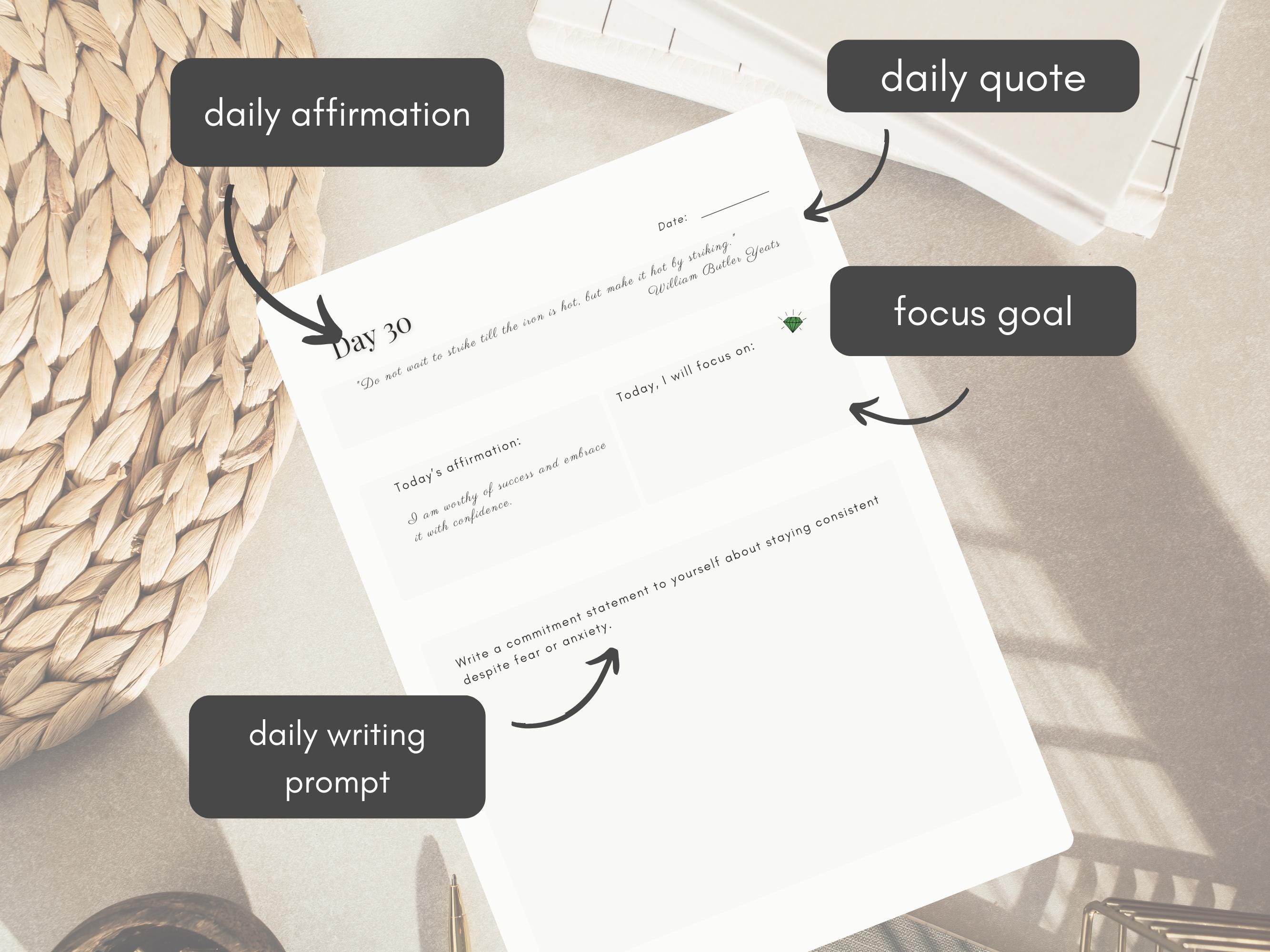 Printable & Digital 30-day Journal: Consistency, Motivation, Goal ...