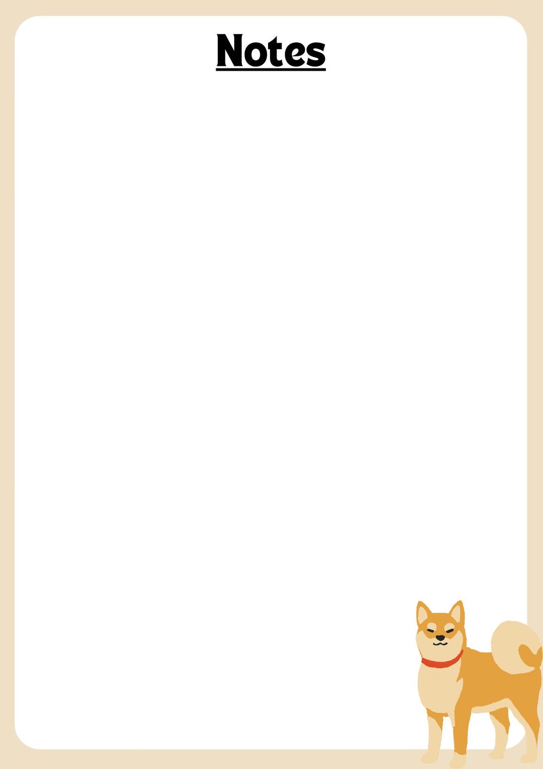 Shiba Inu Themed Note Page | Printable Note Paper | Dog Themed ...