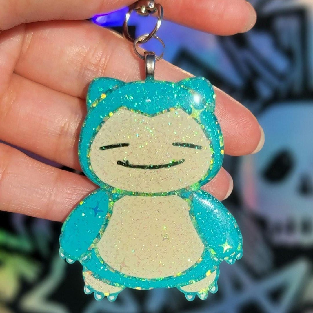 Cute Pokemon Resin Snorlax Keychain Lobster Clasp Key Ring Blue - Etsy