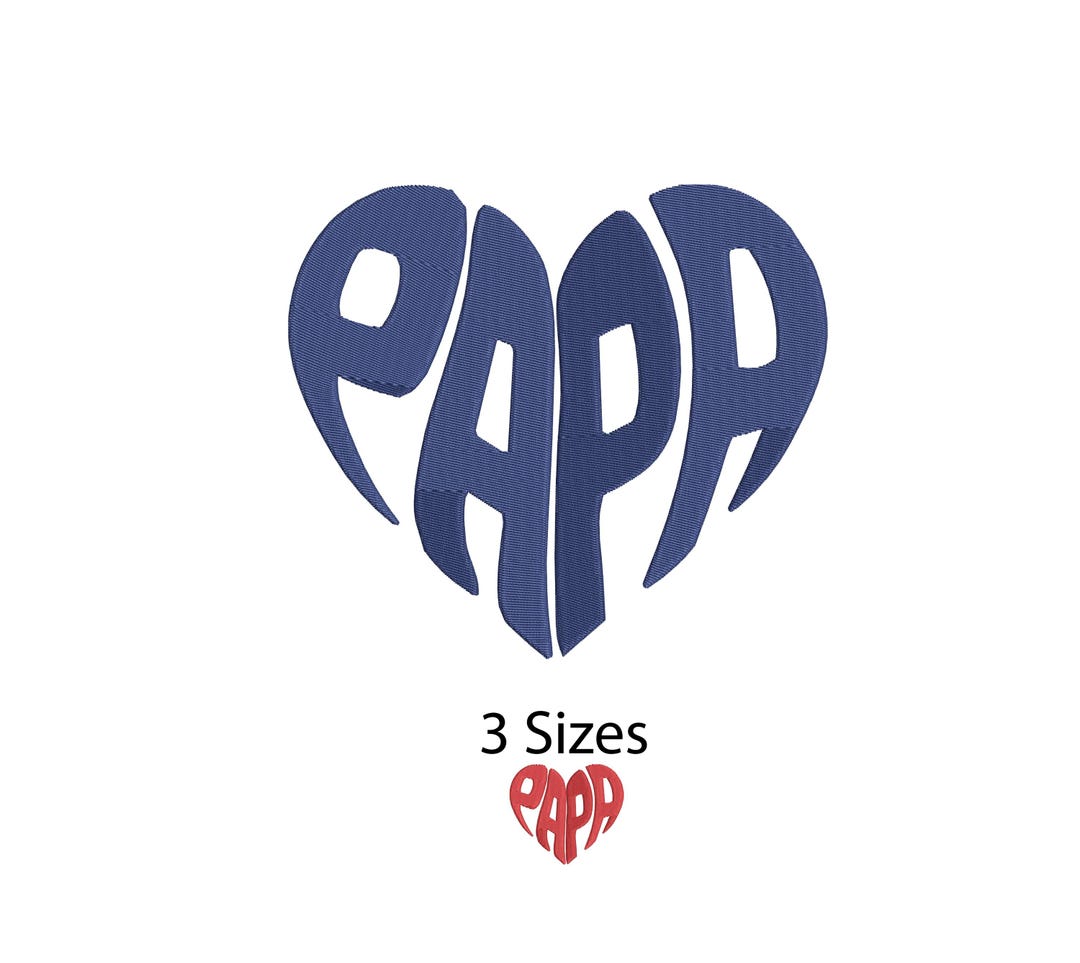 PAPA Heart Embroidery Design | Digital Stitch Pattern for Embroidery ...