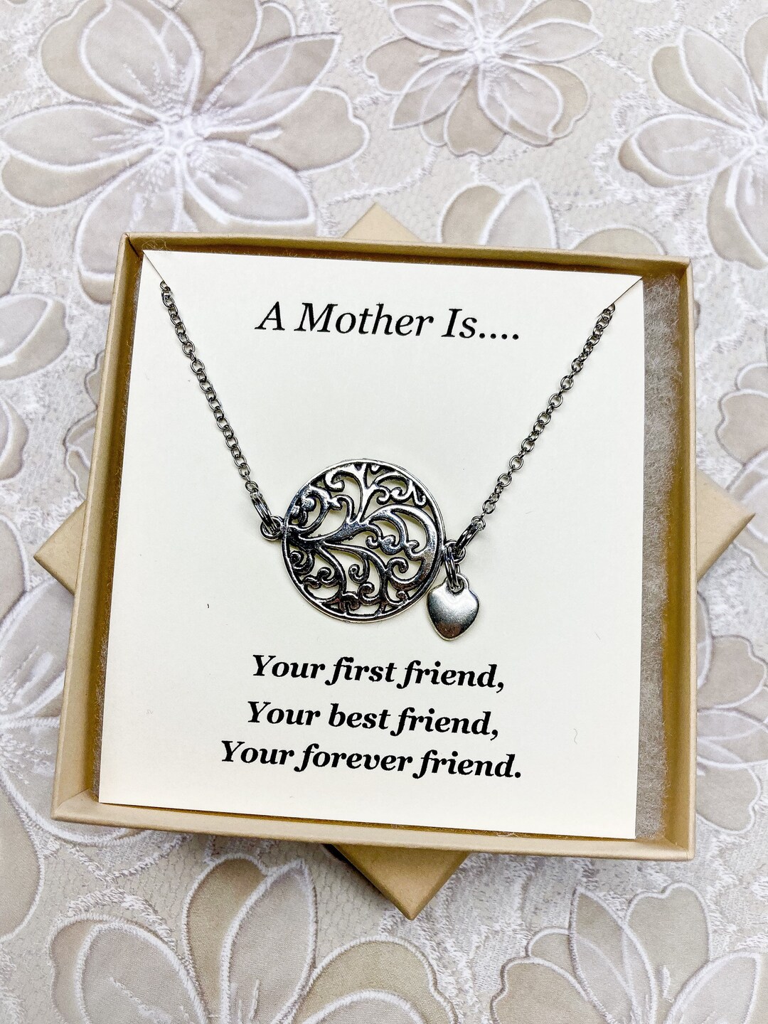Mom Necklace, Stainless Steel Tree of Life Pendant, Mother's Day Gift ...