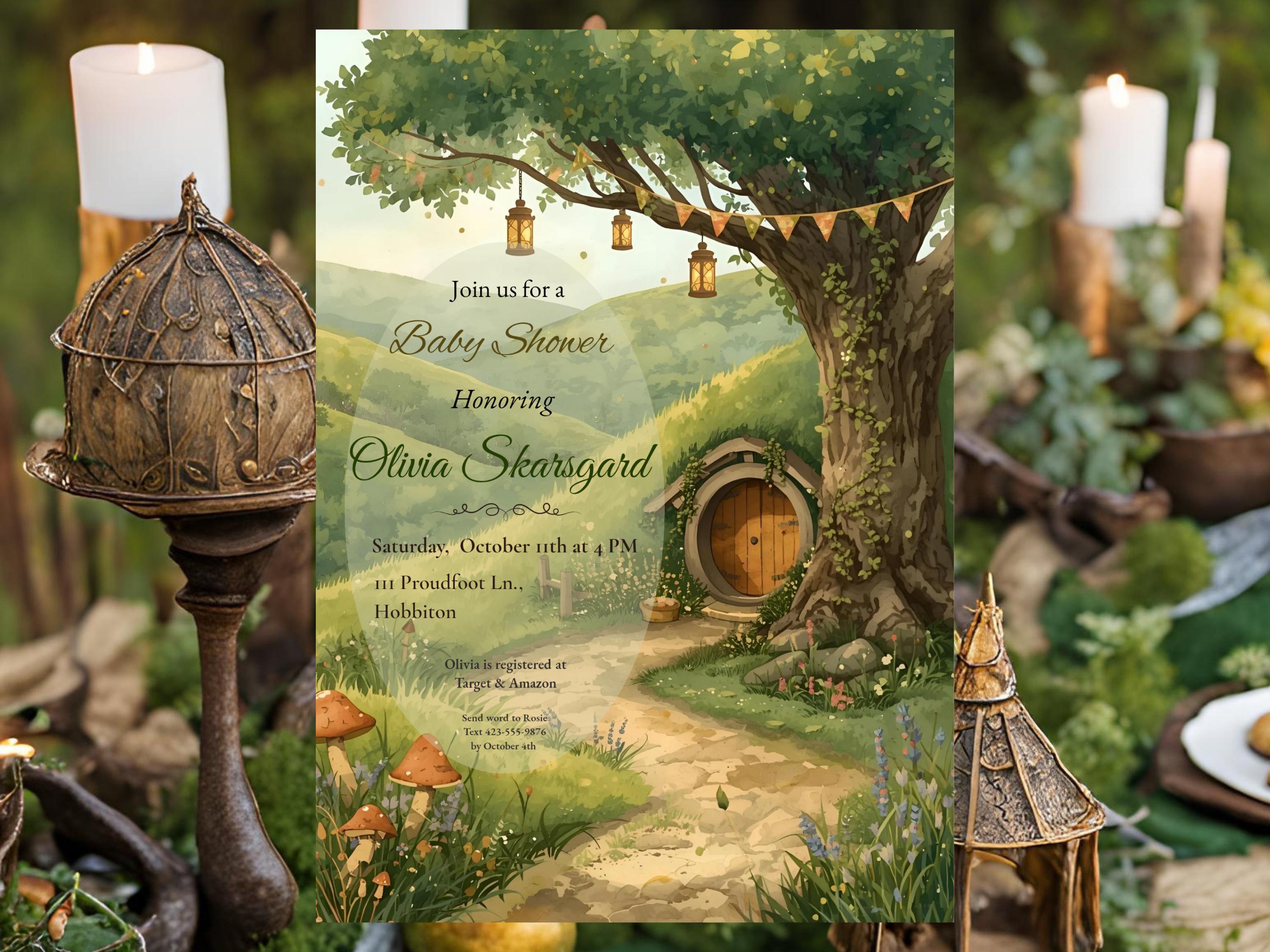 Hobbiton Baby Shower Inspired Invitation | Gender Neutral, Woodland ...