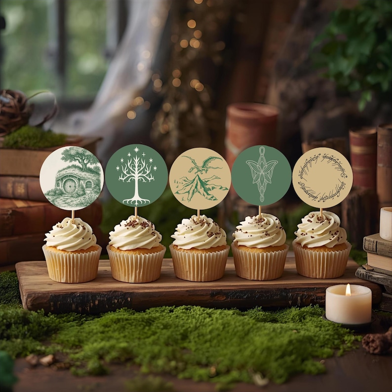 Printable LOTR Inspired Cupcake Toppers | Fantasy Hobbit Party ...