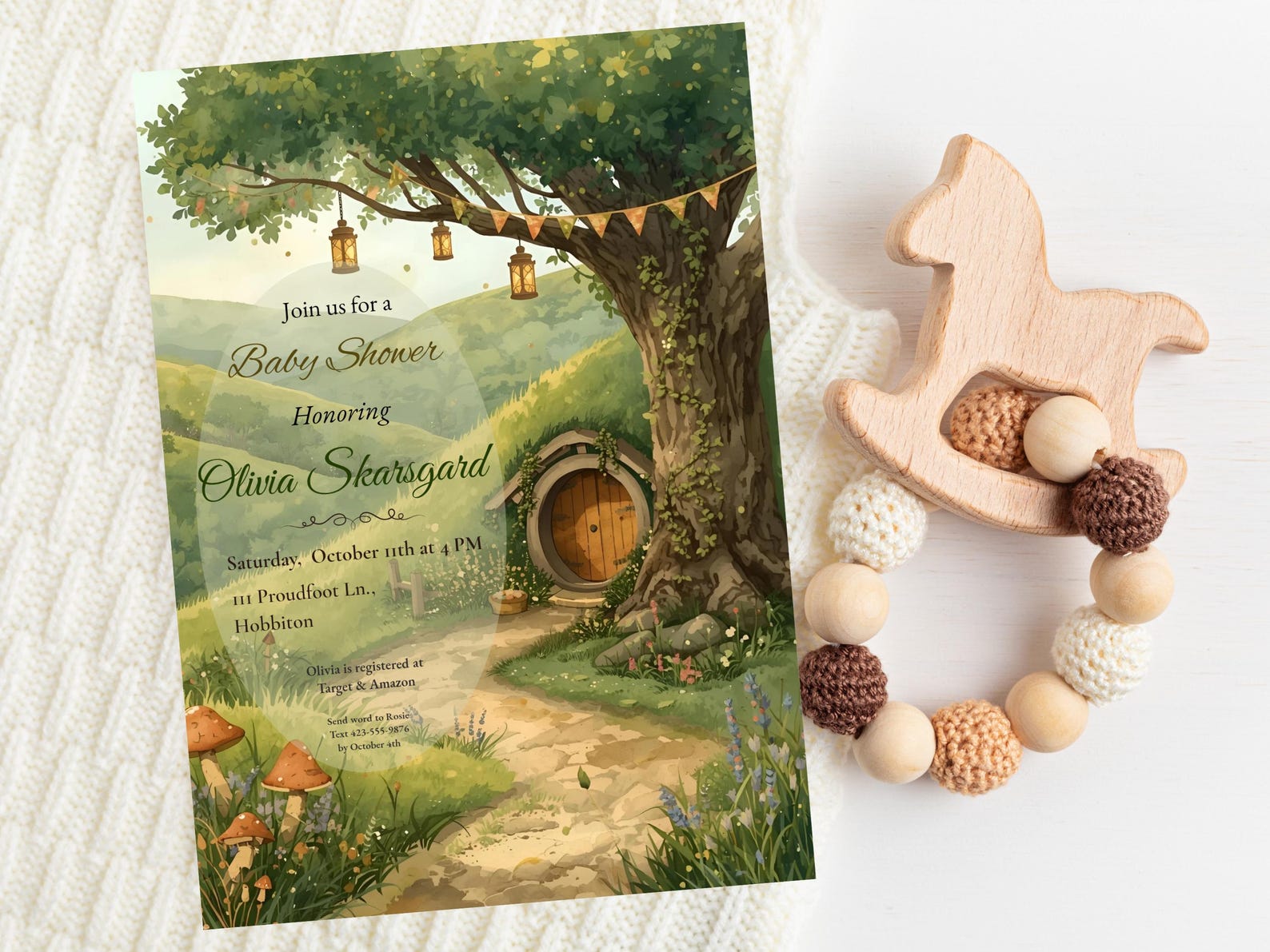 Hobbiton Baby Shower Inspired Invitation | Gender Neutral, Woodland ...