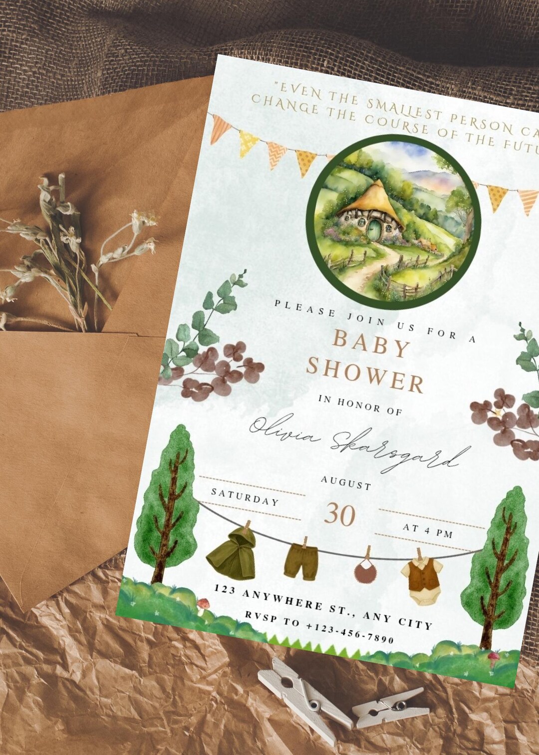 Hobbit Inspired Baby Shower Invitation, Baby Shower Invitation Template ...