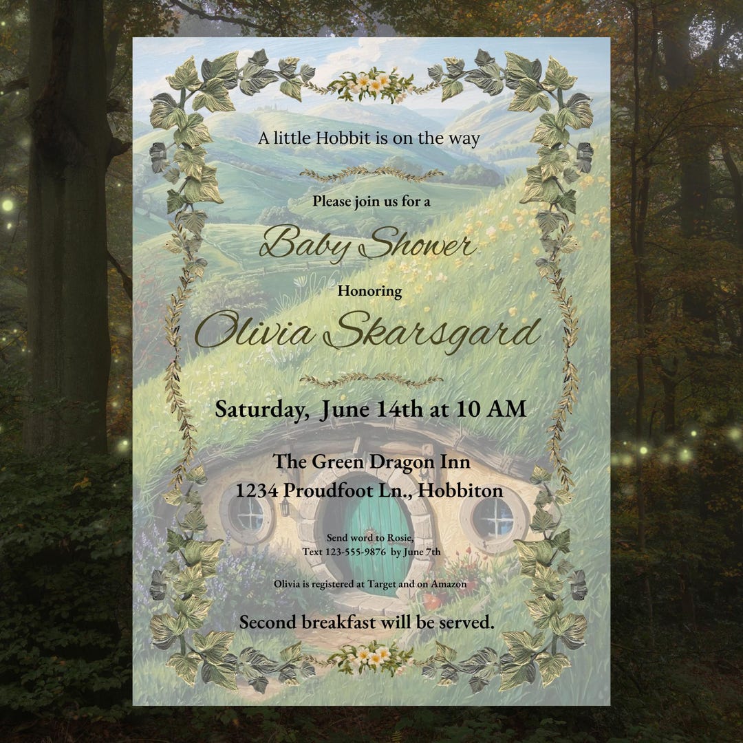 Hobbit Baby Shower Invitation Template | Middle Earth Inspired Baby ...