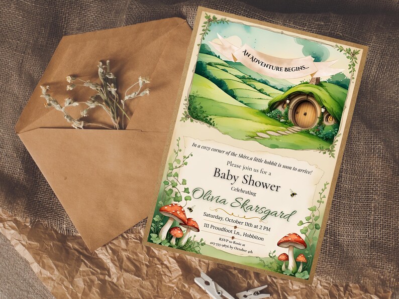 Hobbit Baby Shower Invitation | Shire/lotr Inspired Printable | Canva ...