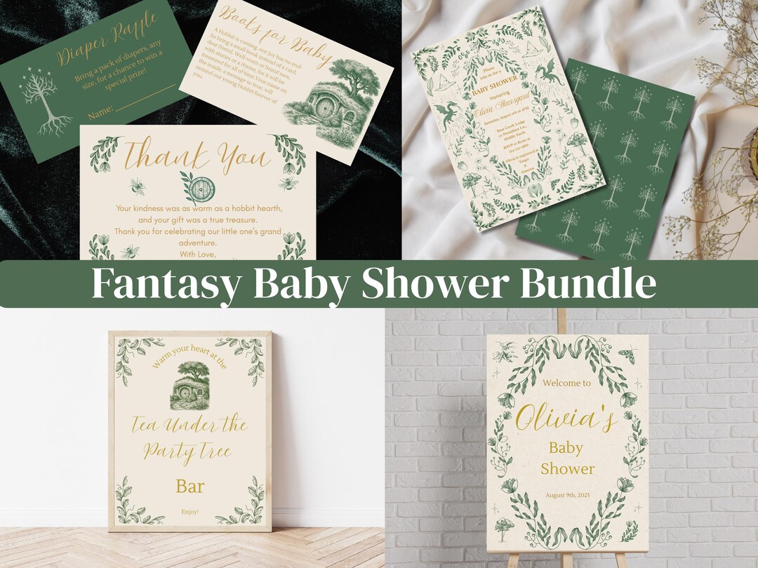 LOTR Inspired Baby Shower Bundle, Editable Templates, Fantasy ...