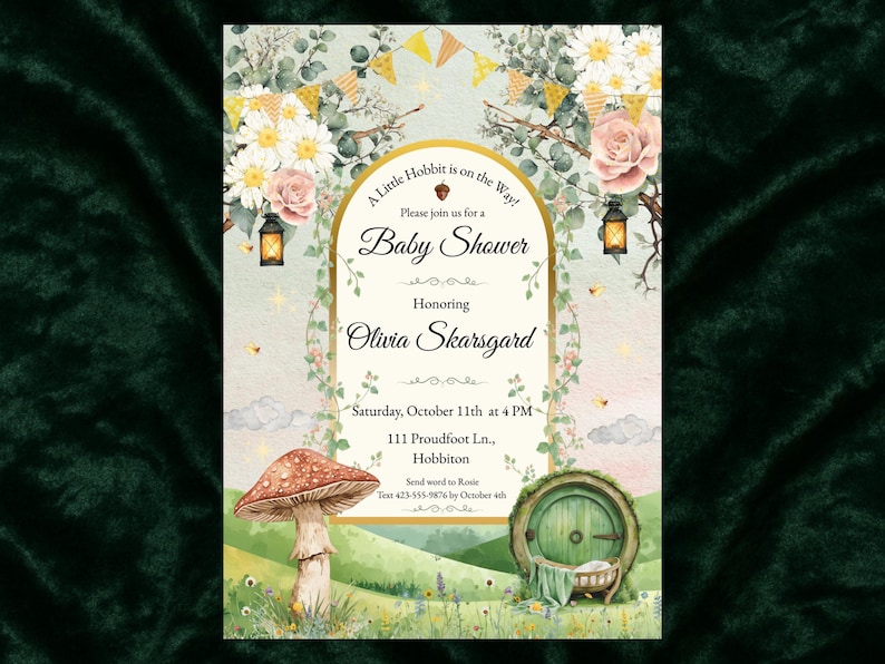 Hobbit Baby Shower Invitation Template | Shire/lotr Inspired Printable ...