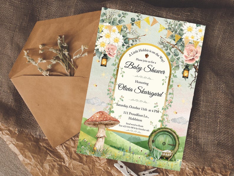 Hobbit Baby Shower Invitation Template | Shire/lotr Inspired Printable ...