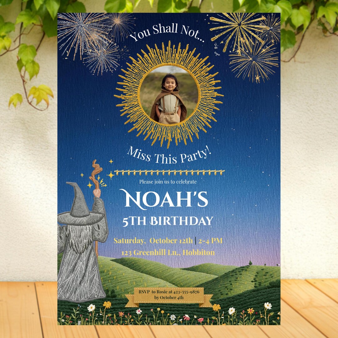 Hobbit Birthday Invitation | Lord of the Rings Inspired Party Invite ...