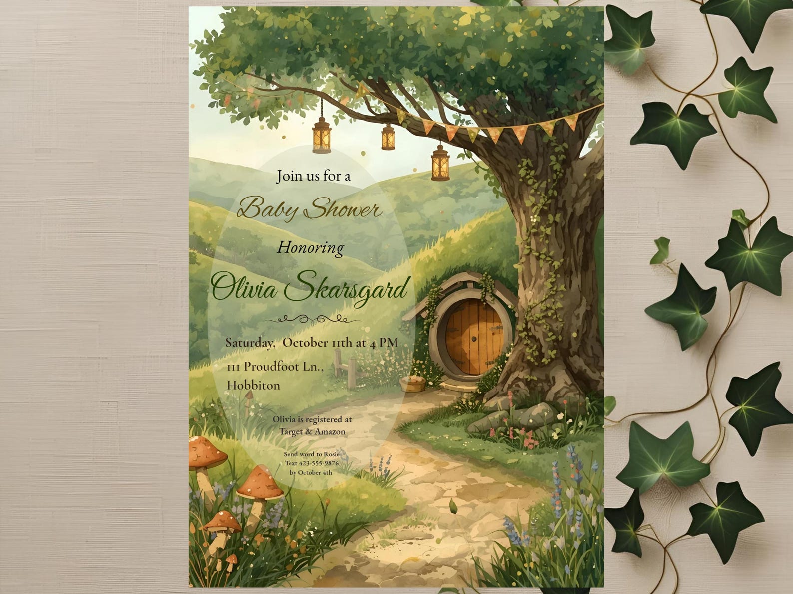 Hobbiton Baby Shower Inspired Invitation | Gender Neutral, Woodland ...