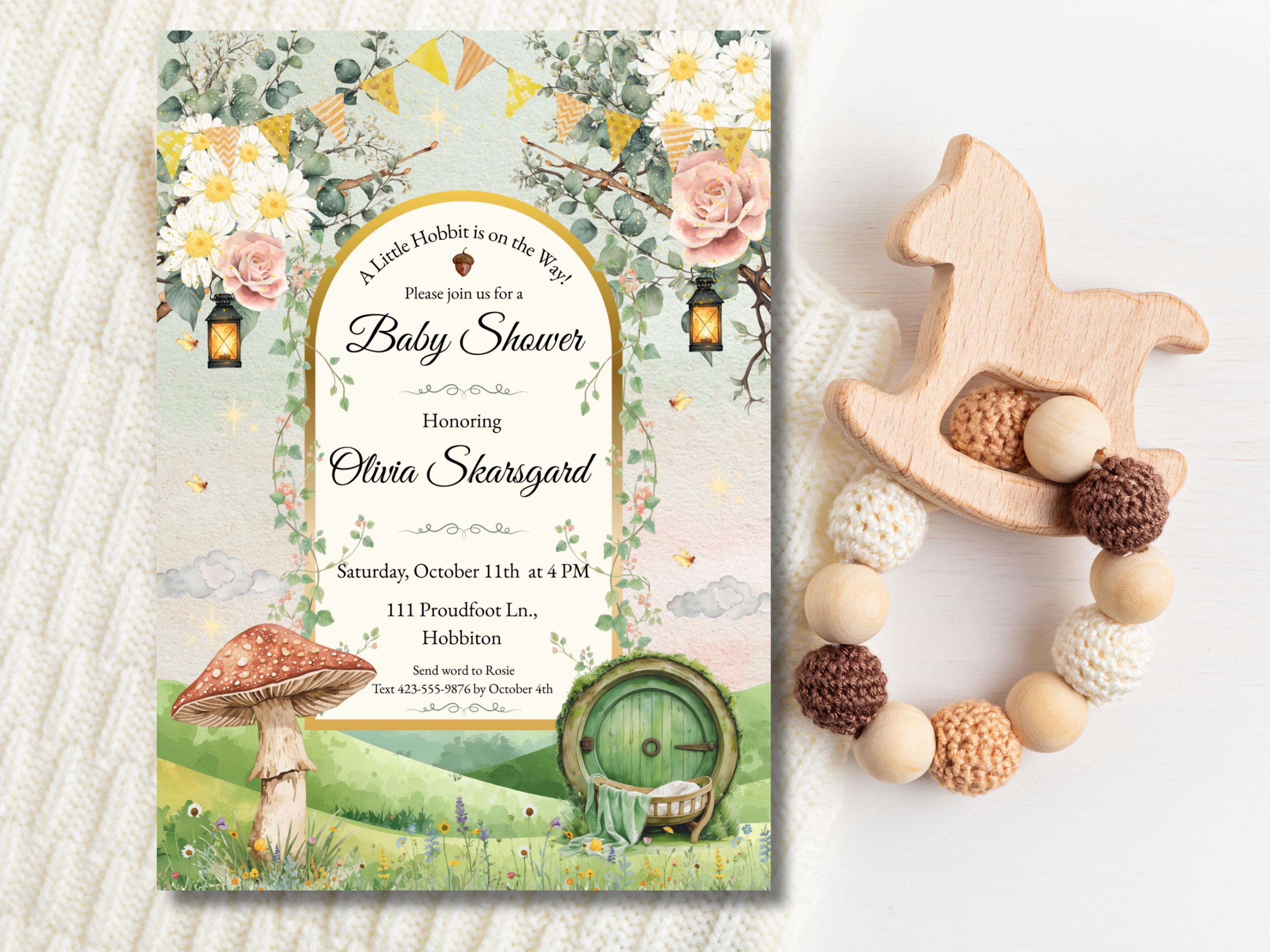 Hobbit Baby Shower Invitation Template | Shire/lotr Inspired Printable ...