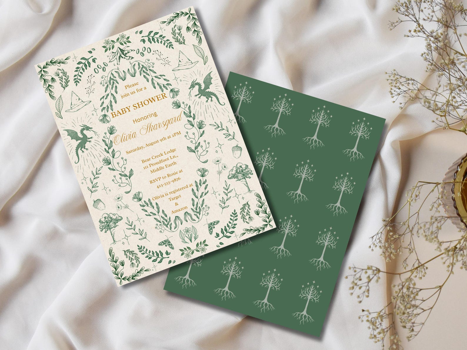 LOTR Inspired Baby Shower Bundle, Editable Templates, Fantasy ...