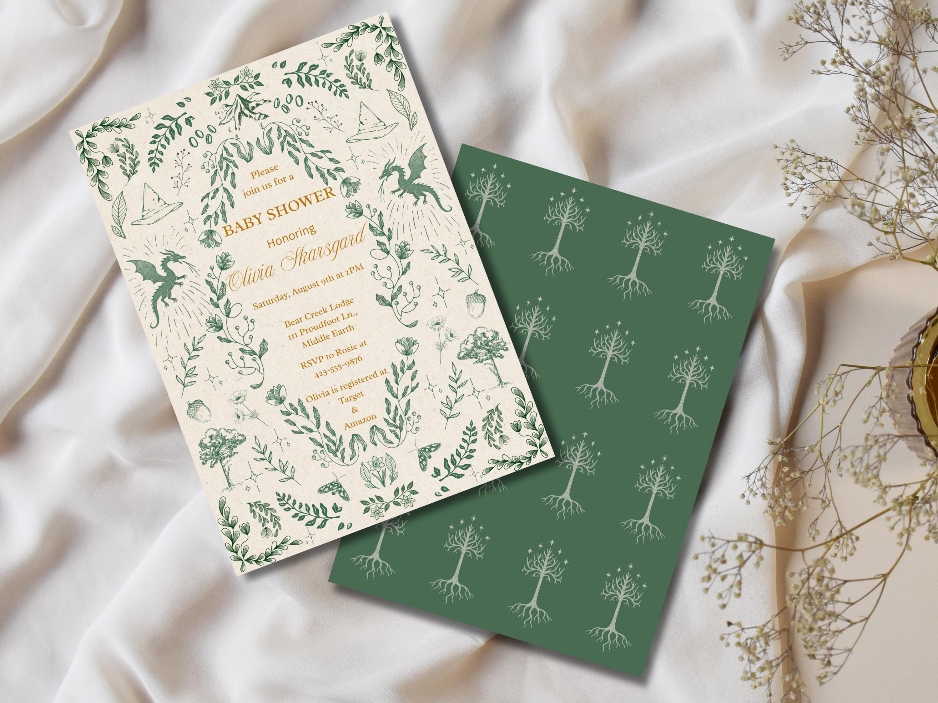 LOTR Inspired Baby Shower Bundle, Editable Templates, Fantasy ...