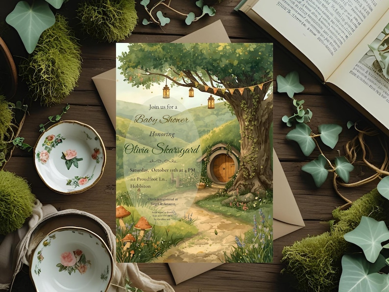 Hobbiton Baby Shower Inspired Invitation | Gender Neutral, Woodland ...