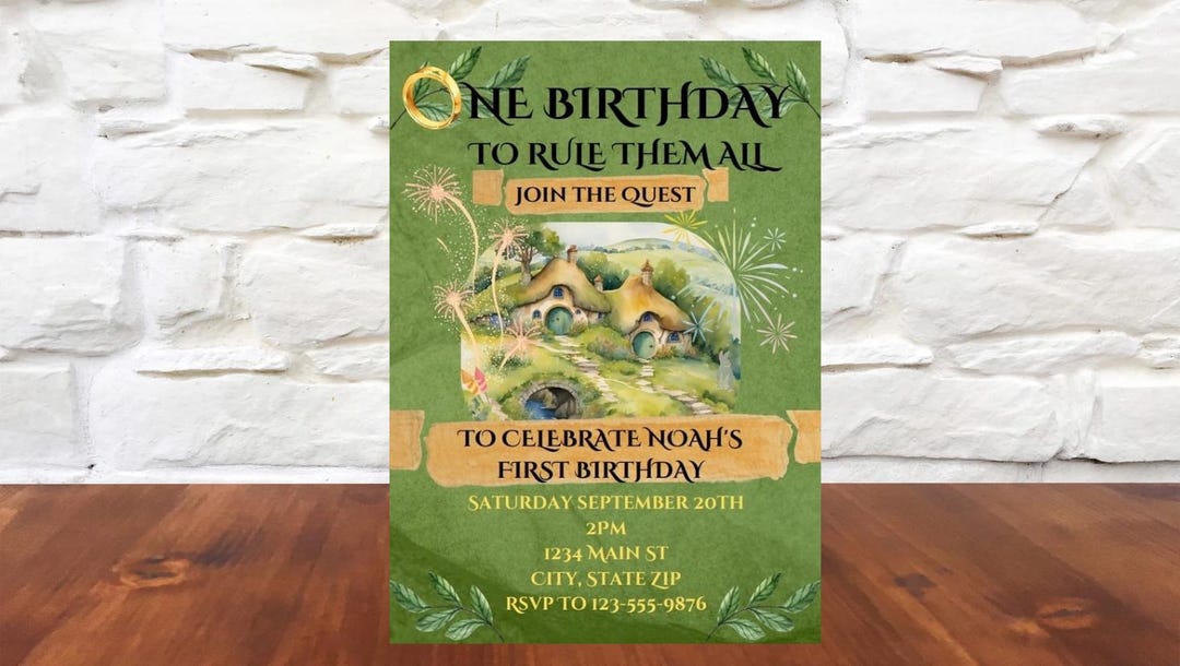 Lord of the Rings Inspired Birthday Invitation: Shire Theme, 5x7 (canva ...