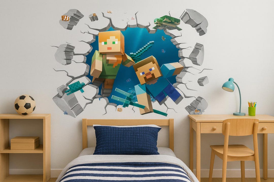 Wall Decals Nintendo Multiple Designs 3D Hole Animals Roblox Kids Room ...