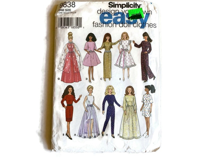 Simplicity Fashion Doll Clothes Pattern 9838 Uncut Circa 1996 / Vintage ...