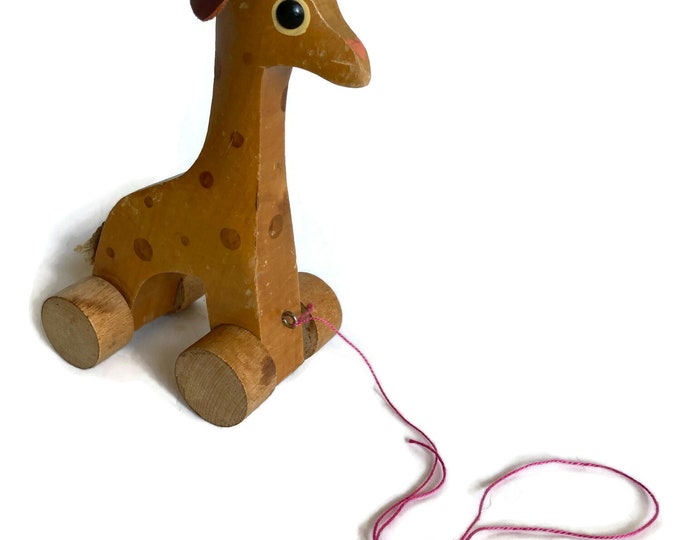 Giraffe Wood Pull Toy, Vintage Circa 1960s - Etsy