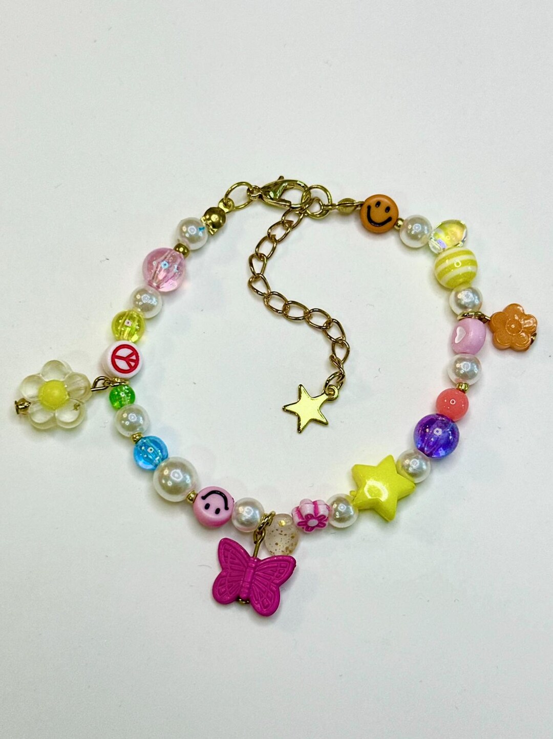 Handmade Kidcore Aesthetic Multicoloured Charm Bracelet - Etsy