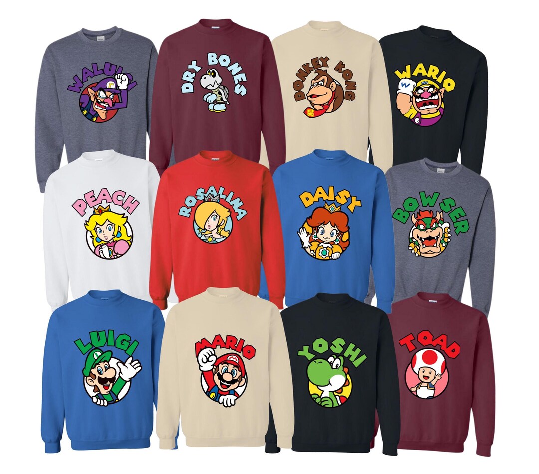 Super Mario and Friends Matching Group Sweater and Hoodies: Gildan ...
