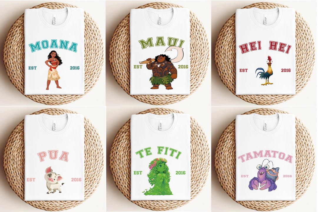 Moana 2 Movie T-shirts, Matching Moana Characters Tees, Moana Maui Pua ...