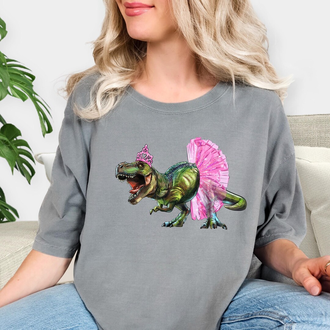 Ballerina T-rex Shirt, Comfort Colors Dinosaur With Tutu Tee, Girls ...