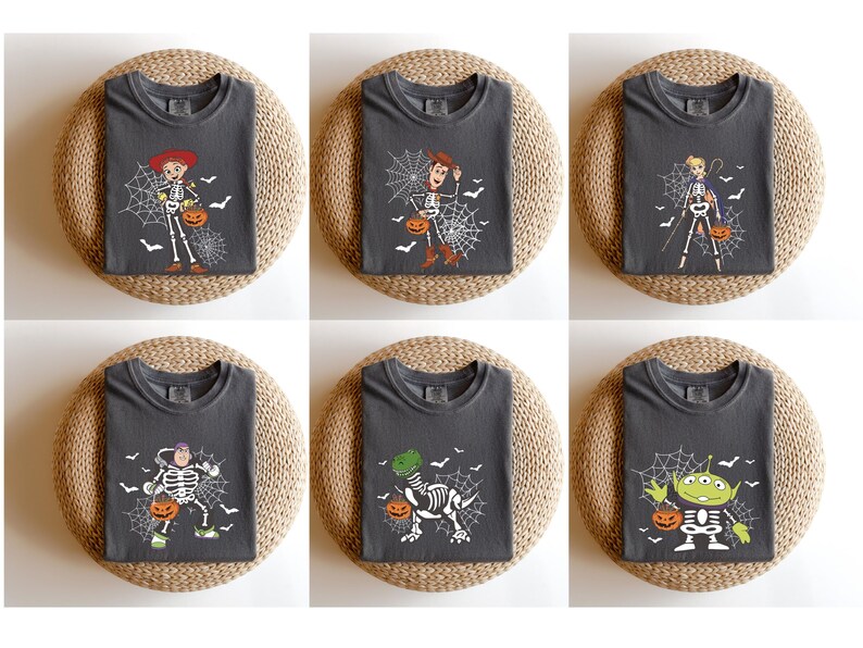 Toy Story Characters Skeleton Shirts, Woody Buzz Jessie Bo Peep Rex ...
