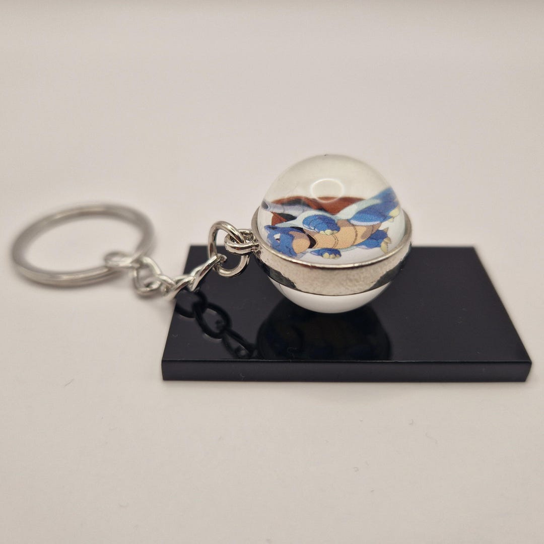 Pokemon Blastois, Retro Anime Inspired Magnifying Orb Keychain Keyring ...