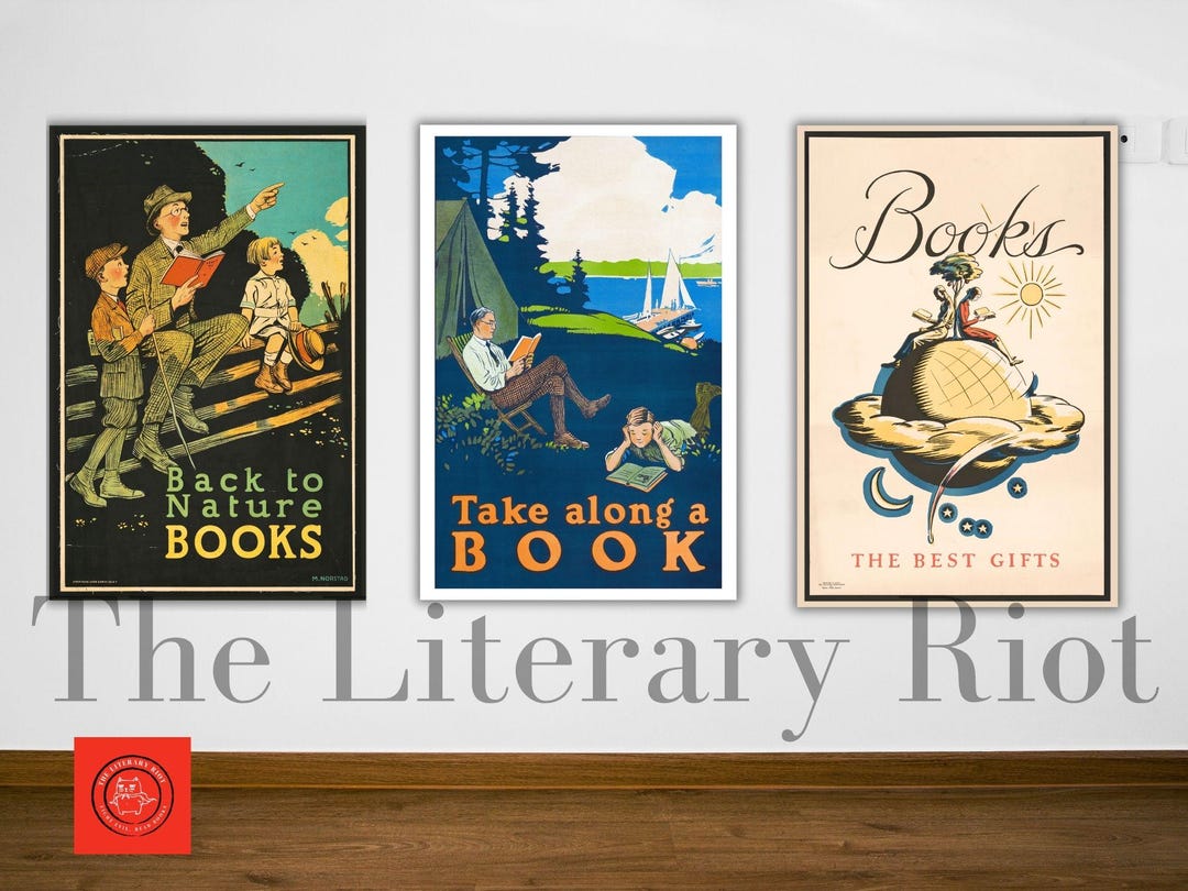 Vintage Book Poster Bundle – 3 Printable Retro Book Prints | Literary ...