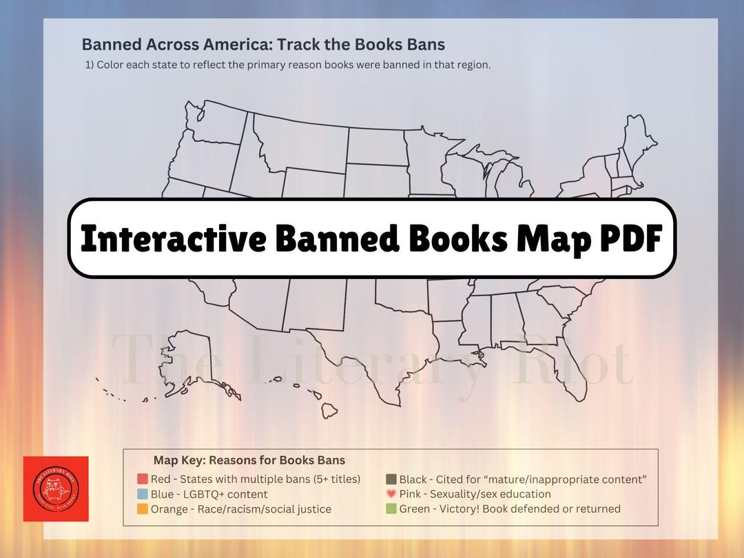 Banned Books Map: Censorship Awareness Printable (PDF) - Etsy
