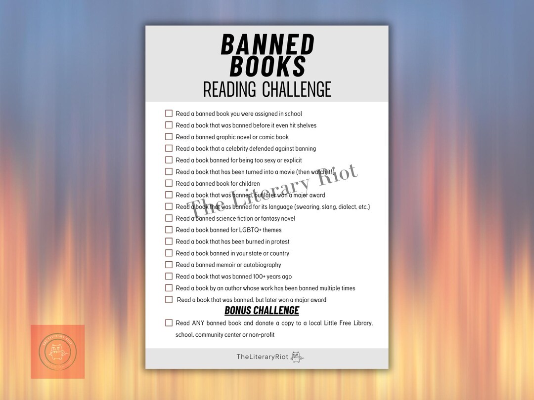 Banned Books Reading Challenge Printable Reading Tracker Digital ...