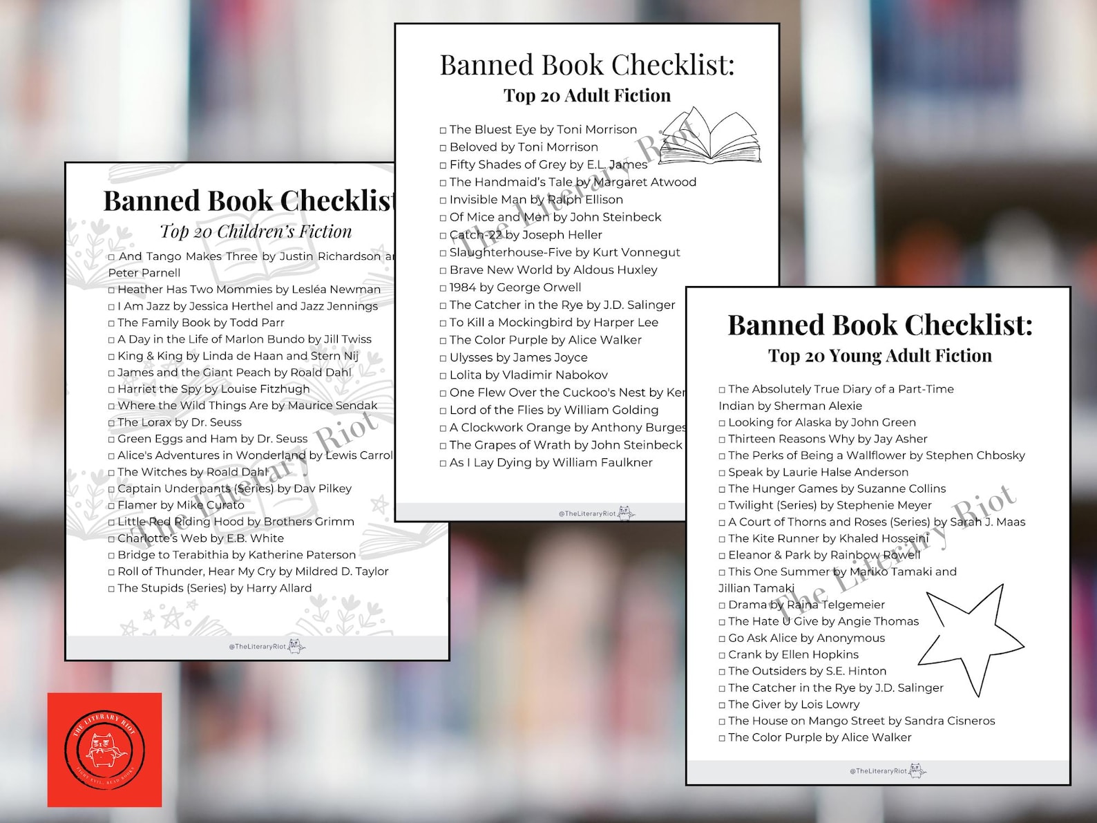 Banned Book Checklist Bundle Printable Reading Tracker Banned Books ...