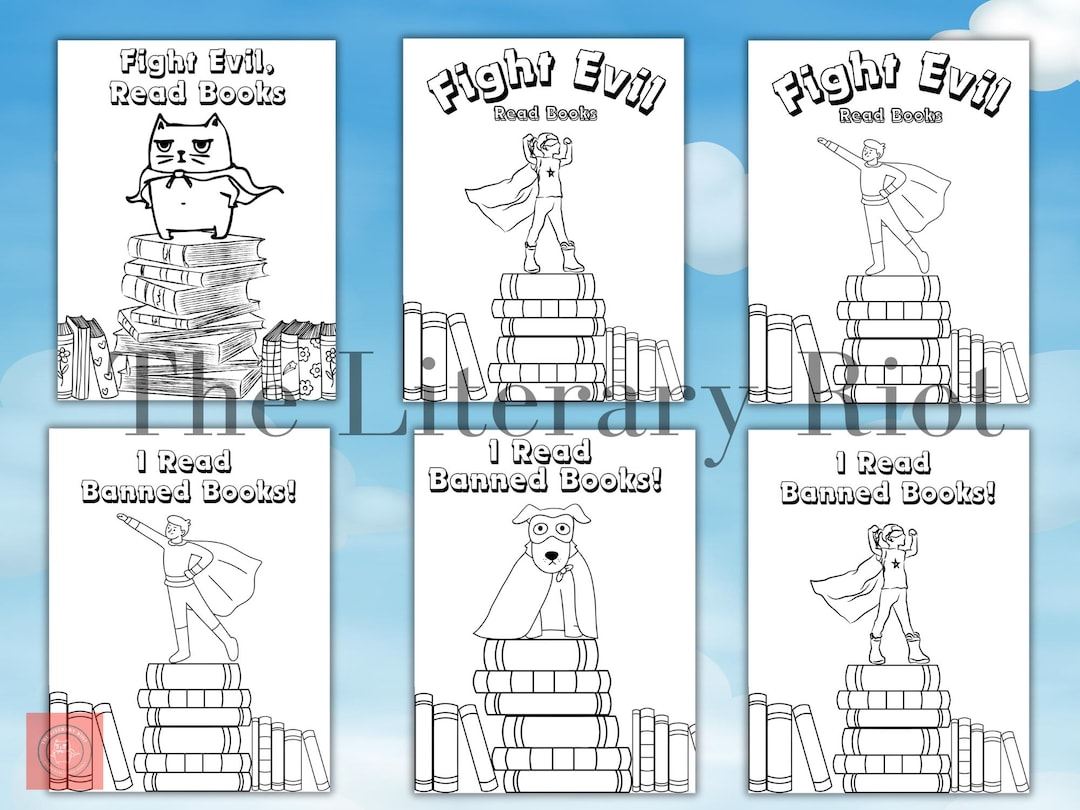 Superhero Banned Books Coloring Pages: Kids & Adults (digital Download ...