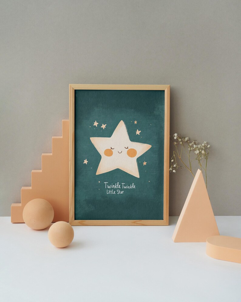 Twinkle Twinkle Little Star | Folk Nursery Wall Art | Cozy Vintage ...
