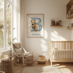 Bear Nursery Print | B Personalized Baby Name | Custom Nursery Art ...