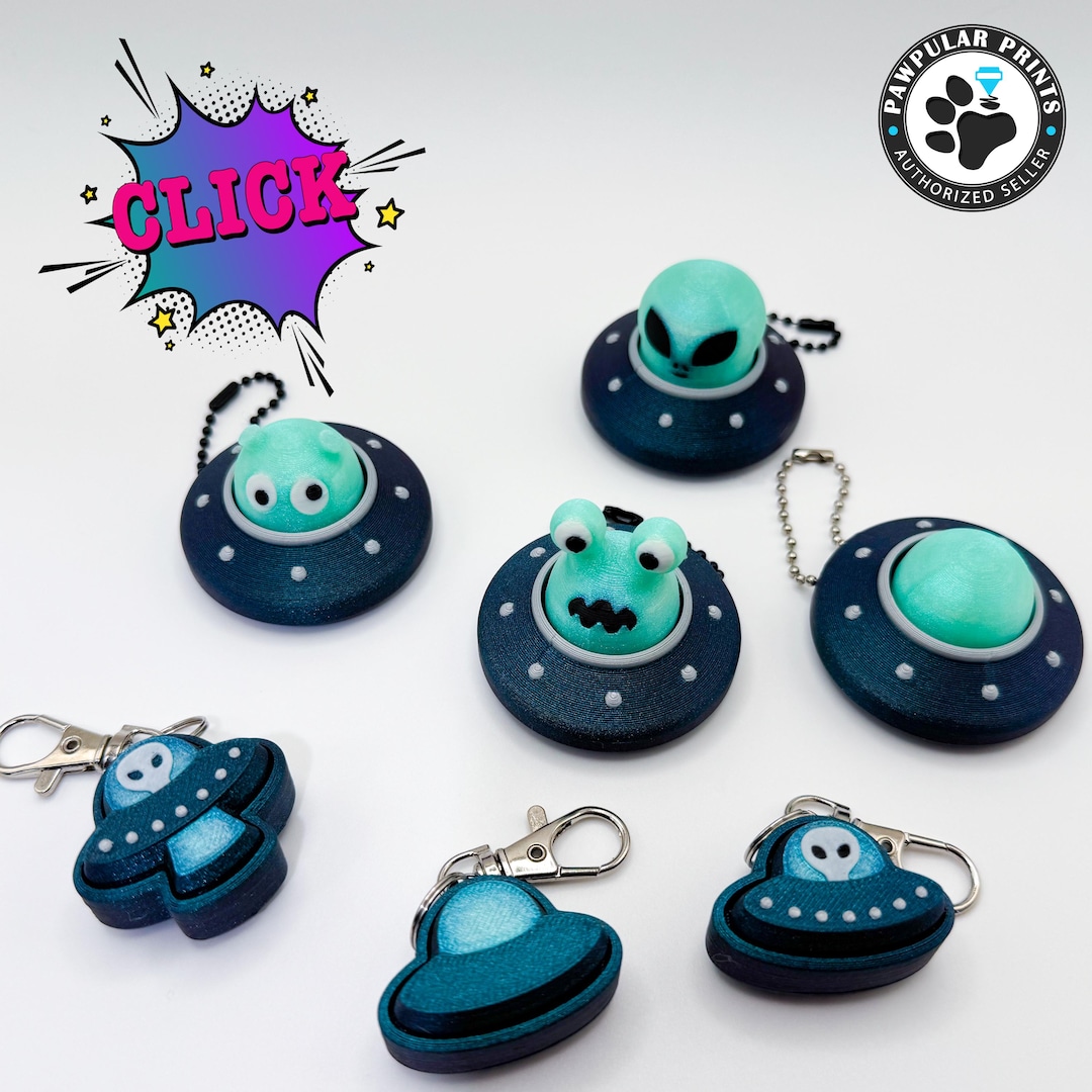 3D Printed UFO Clicky Keychain - Assorted Options Available ...