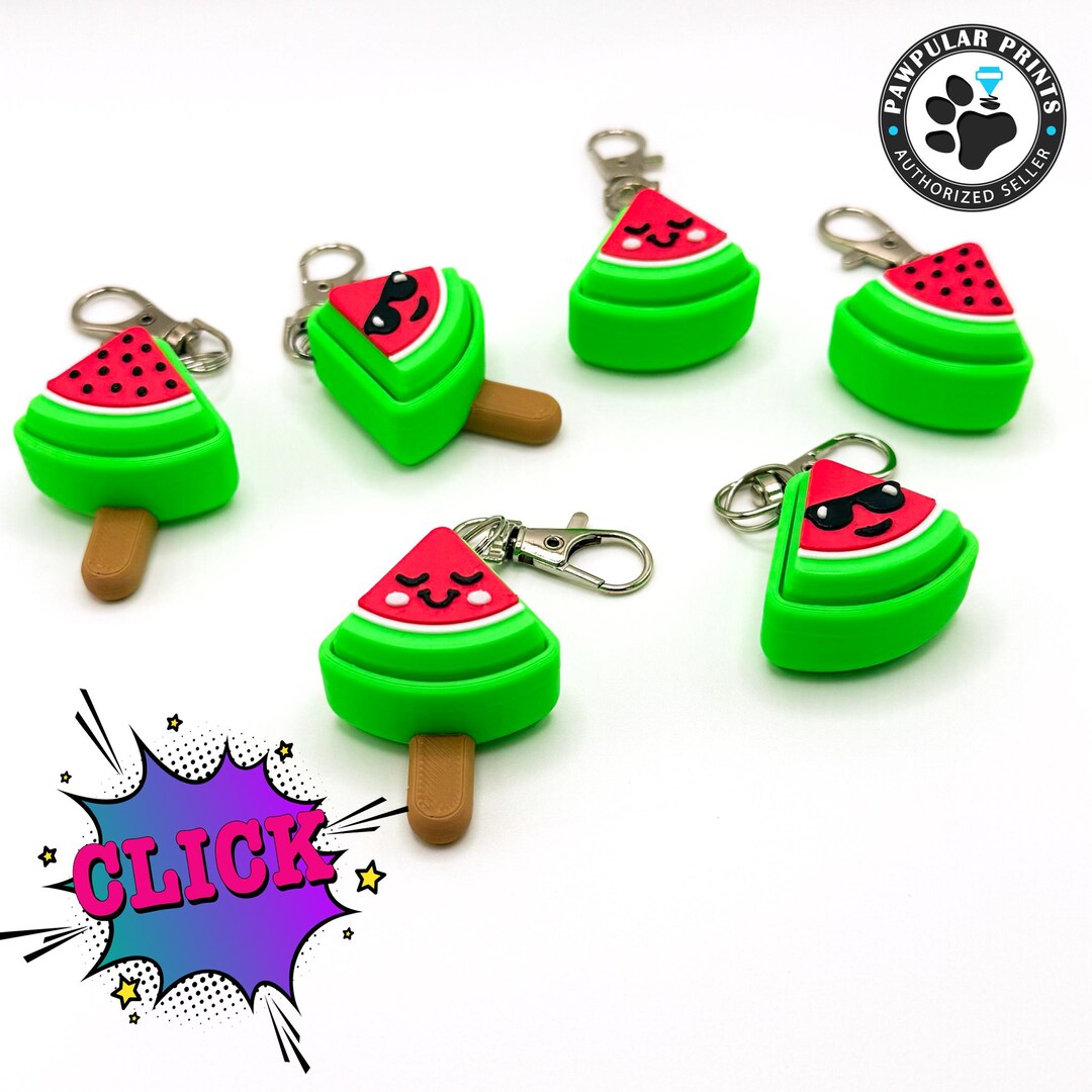 3D Printed Watermelon Clicky Keychain - Assorted Options Available ...