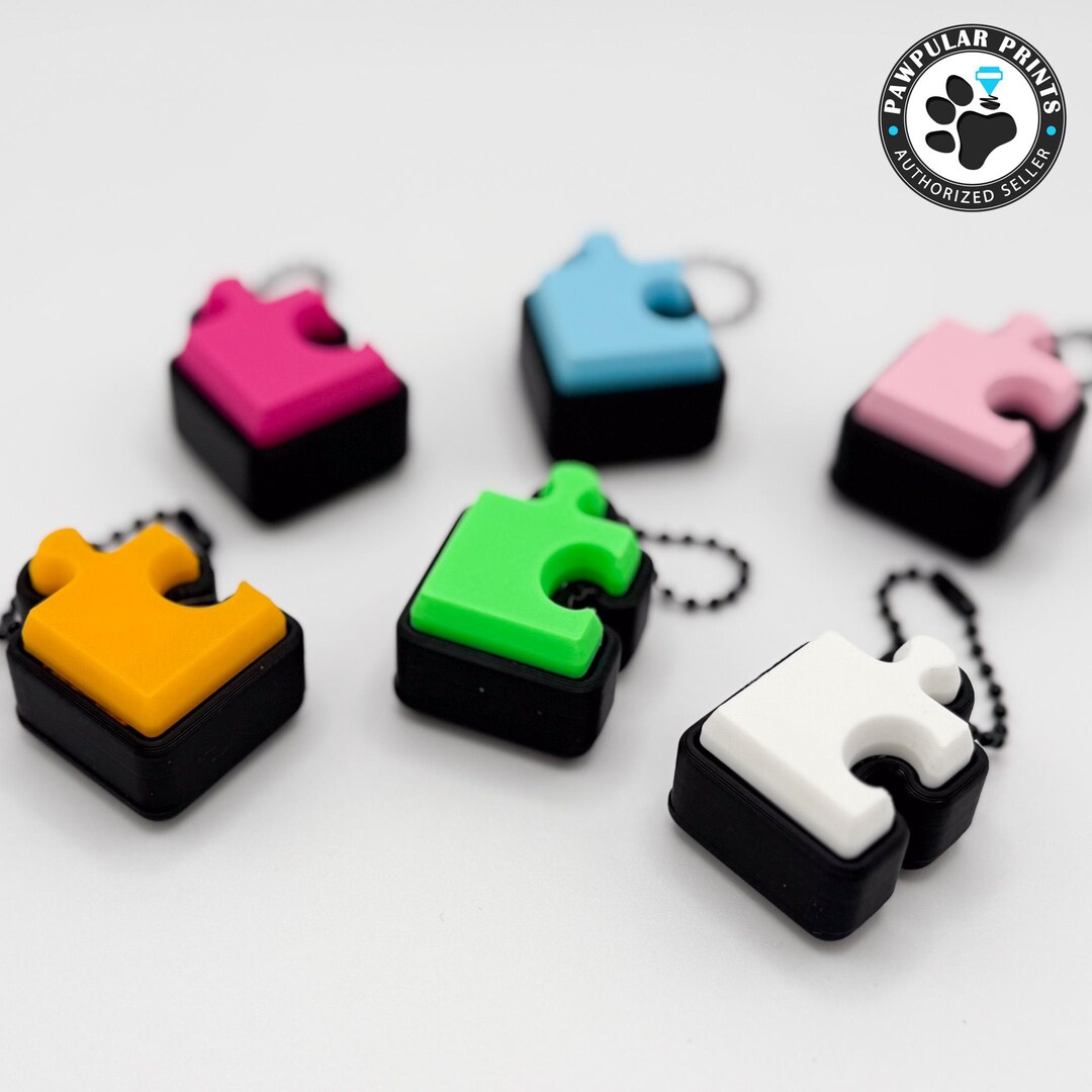 3D Printed Single Puzzle Piece Clicky Keychain - Assorted Colors ...
