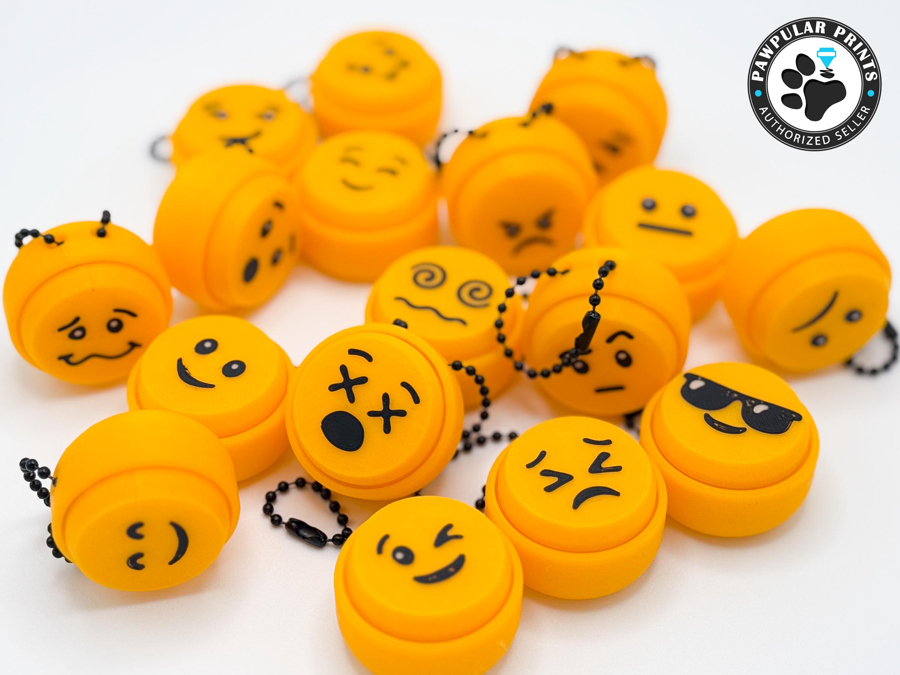 3D Printed Emoji Clicky Keychain - Assorted Expressions Available ...