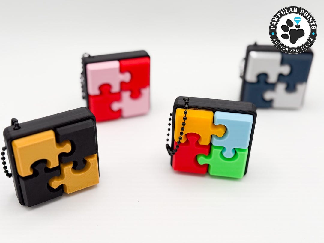 3D Printed Quad Puzzle Piece Clicky Keychain - Assorted Colors ...