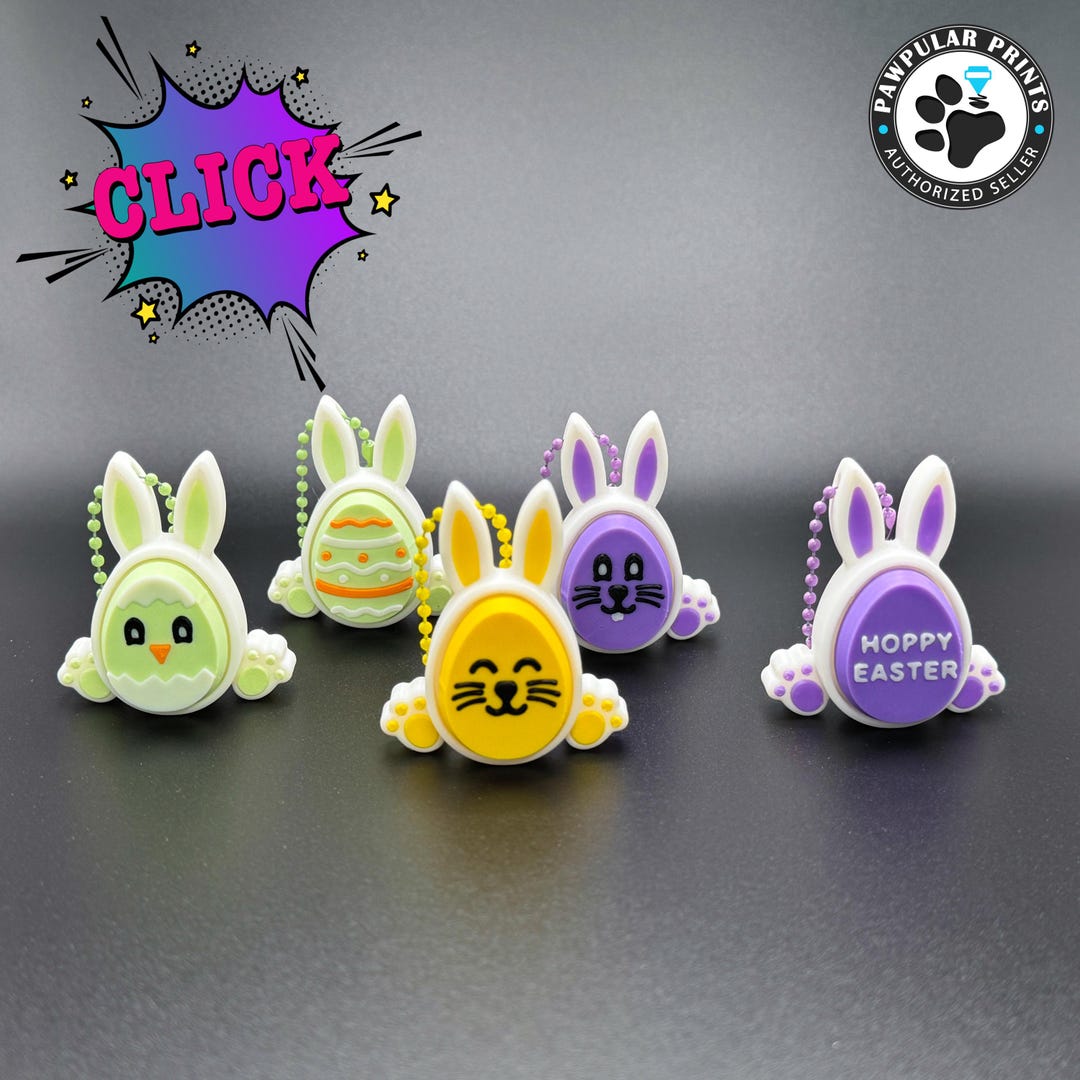 3D Printed Easter Bunny Clicky Keychain - Assorted Options Available ...