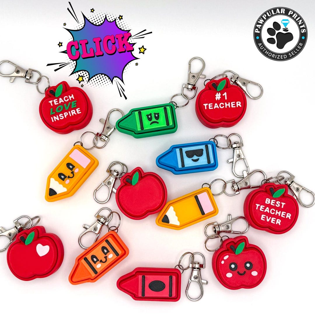 3D Printed Teacher Tappers Clicky Keychain - Assorted Options Available ...