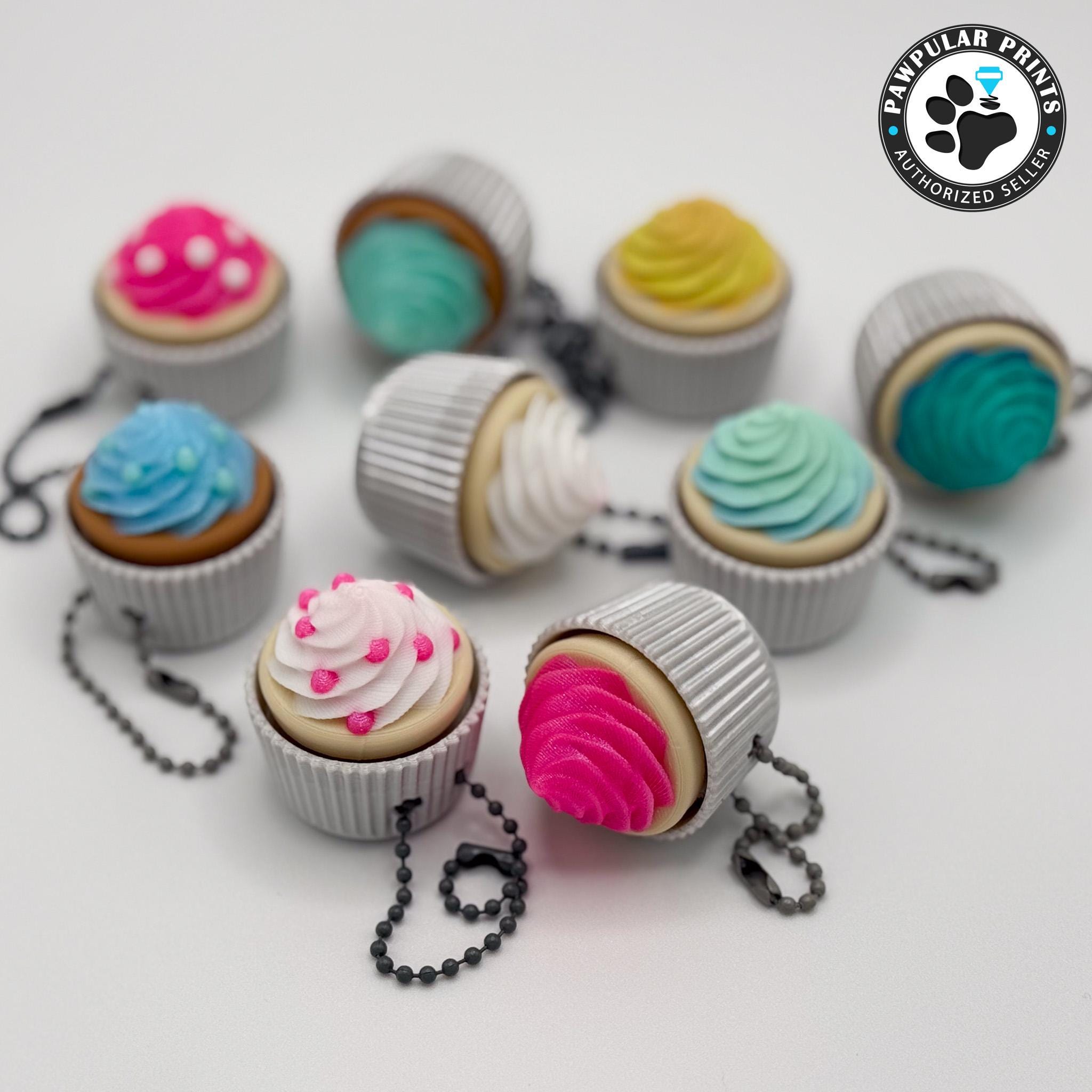 3D Printed Cupcake Clicky Keychain - Assorted Colors Available ...