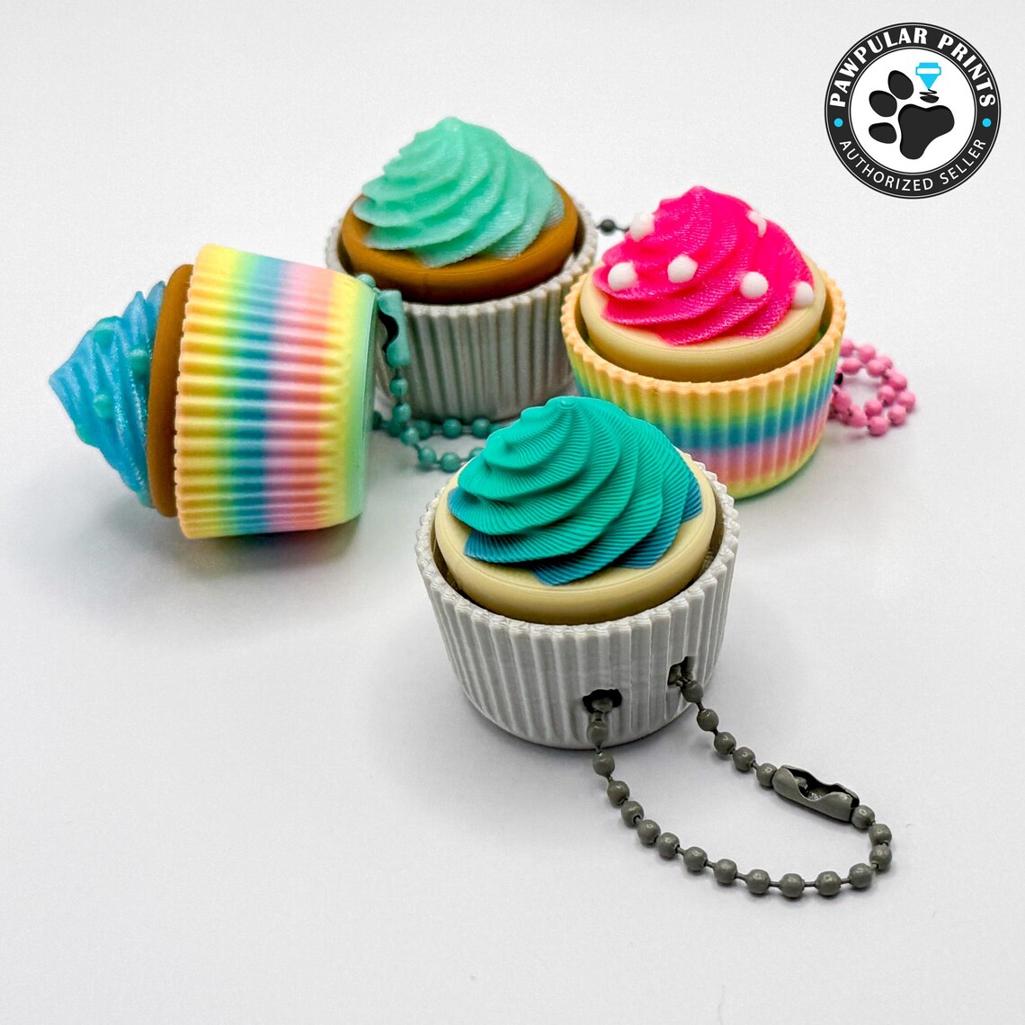 3D Printed Cupcake Clicky Keychain - Assorted Colors Available ...