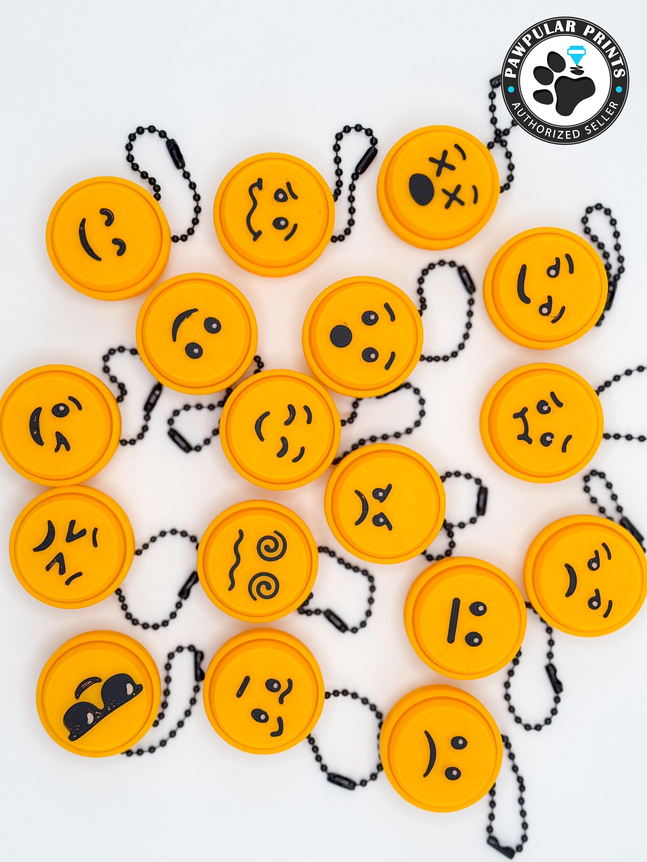 3D Printed Emoji Clicky Keychain - Assorted Expressions Available ...