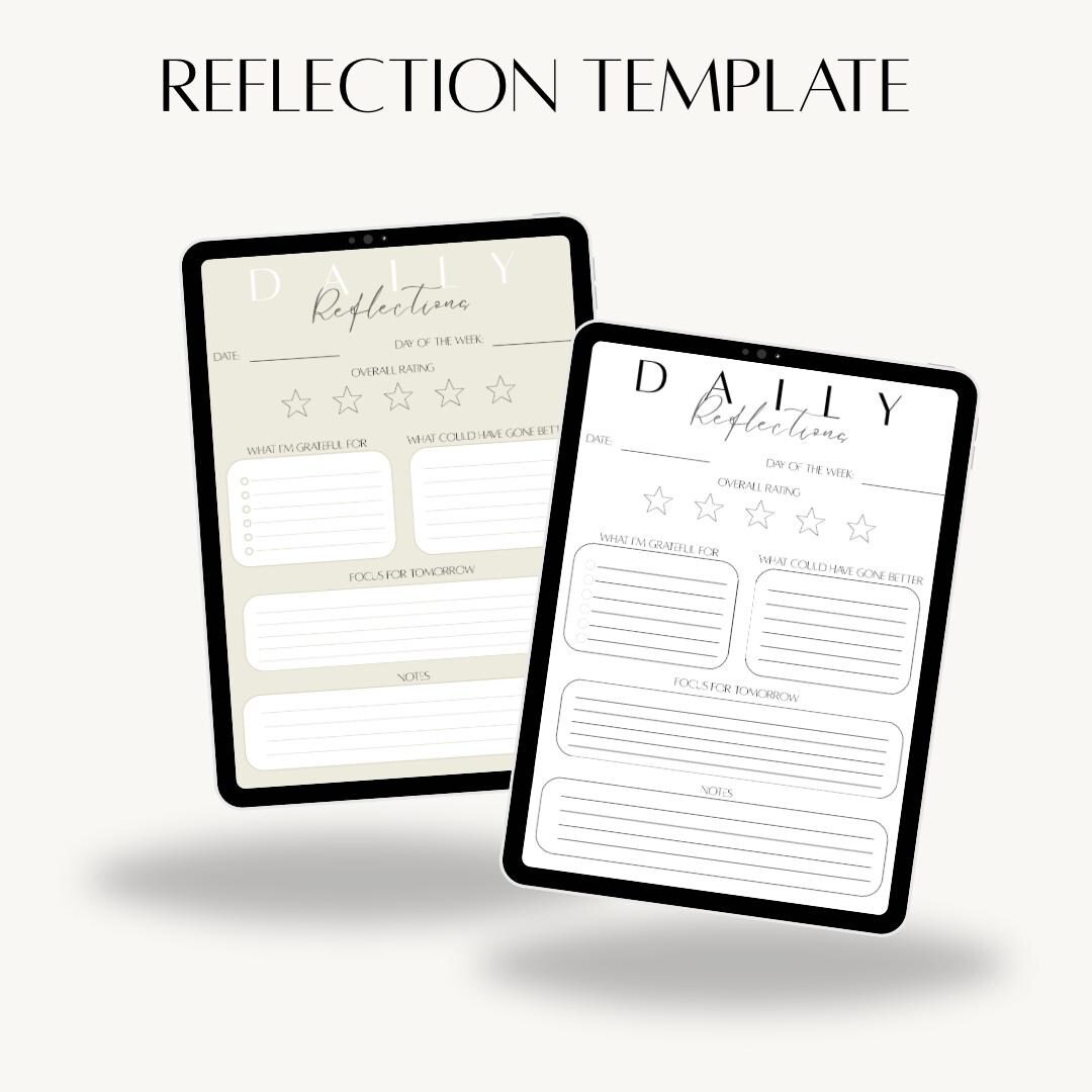 Daily Reflection Template Beige – Printable Self-improvement Journal ...