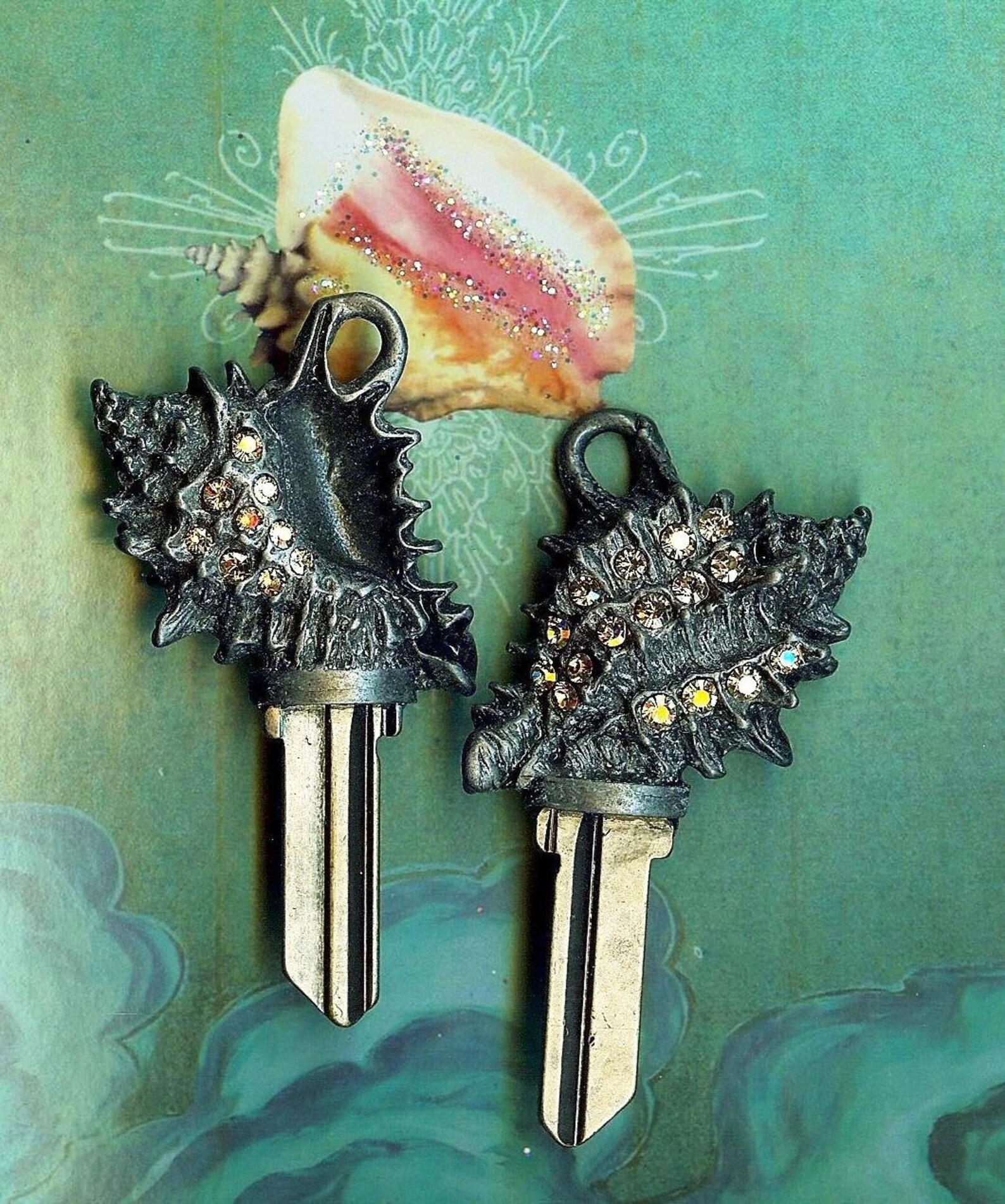 Beautiful Conch Shell With Golden Shadow Swarovski Crystals - Etsy